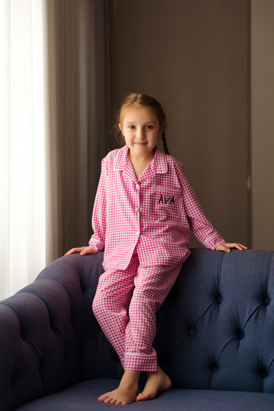 Girls' Pink Pajamas - Personalized Embroidery